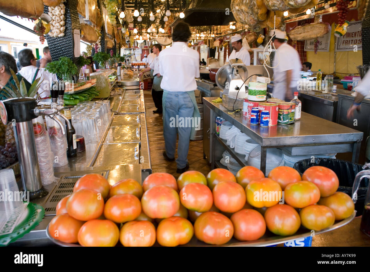 Food stall - Fuengirola Feria – Spain - tent, seller vendor with ...