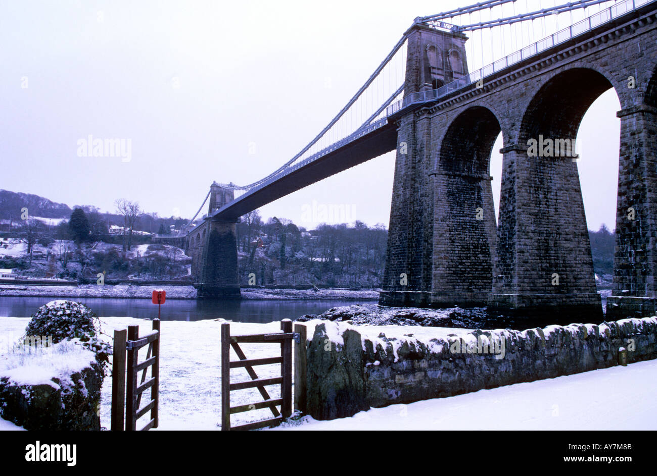 Menai Bridge in Feb 2004 Stock Photo - Alamy
