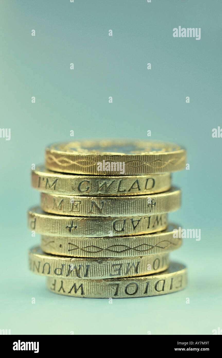 A stack of one pound coins Stock Photo - Alamy
