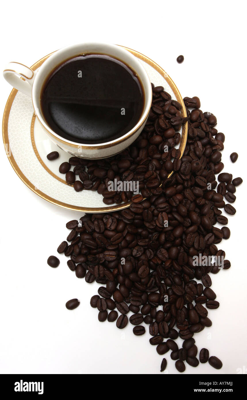 A top view shot of a cup of coffee isolated on white Stock Photo - Alamy