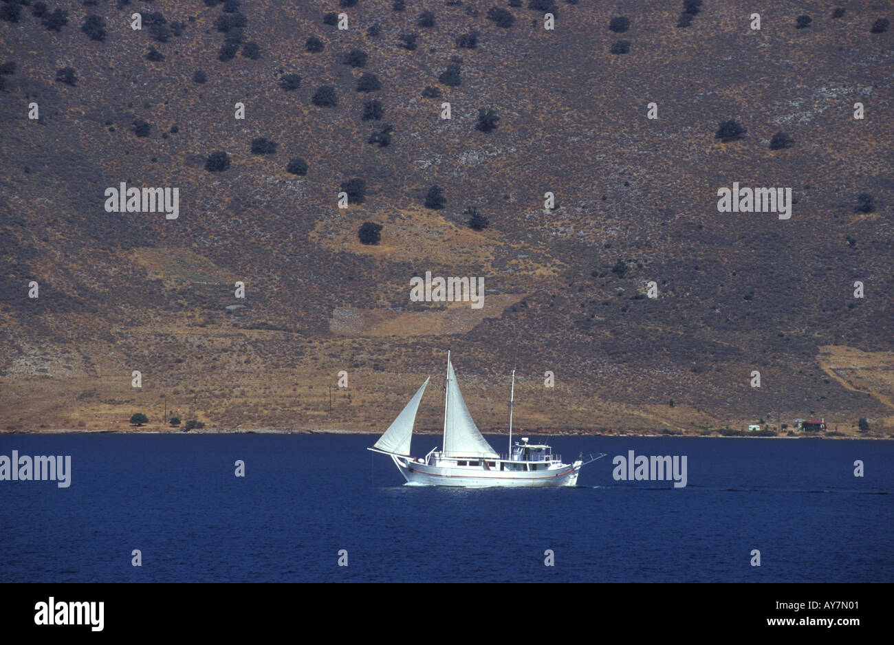 Traditional Greek Caique Greek islands Aegean Sea Greece Stock Photo ...