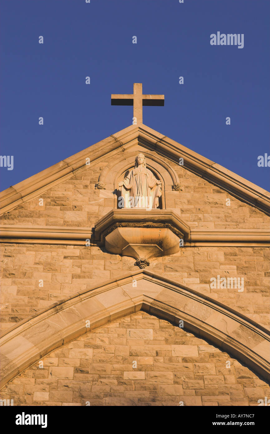 Old Church building viewed from a low vantage point looking upwards ...