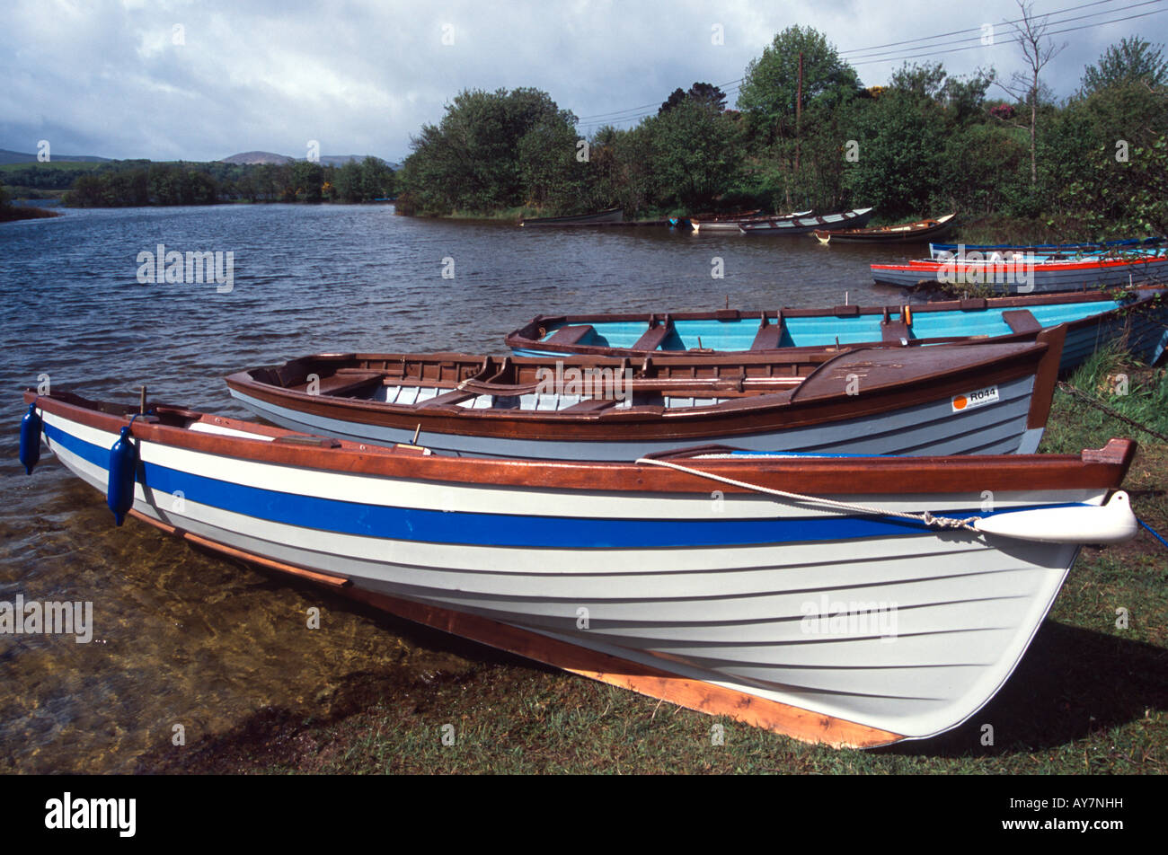 county mayo ireland lough corrib rowing boats Stock Photo - Alamy