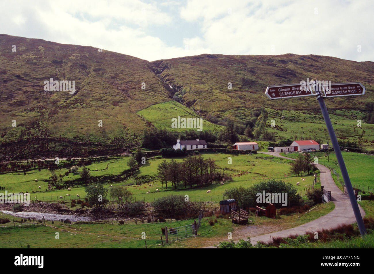 County Donegal glengesh pass valley direction sign post ireland Stock ...