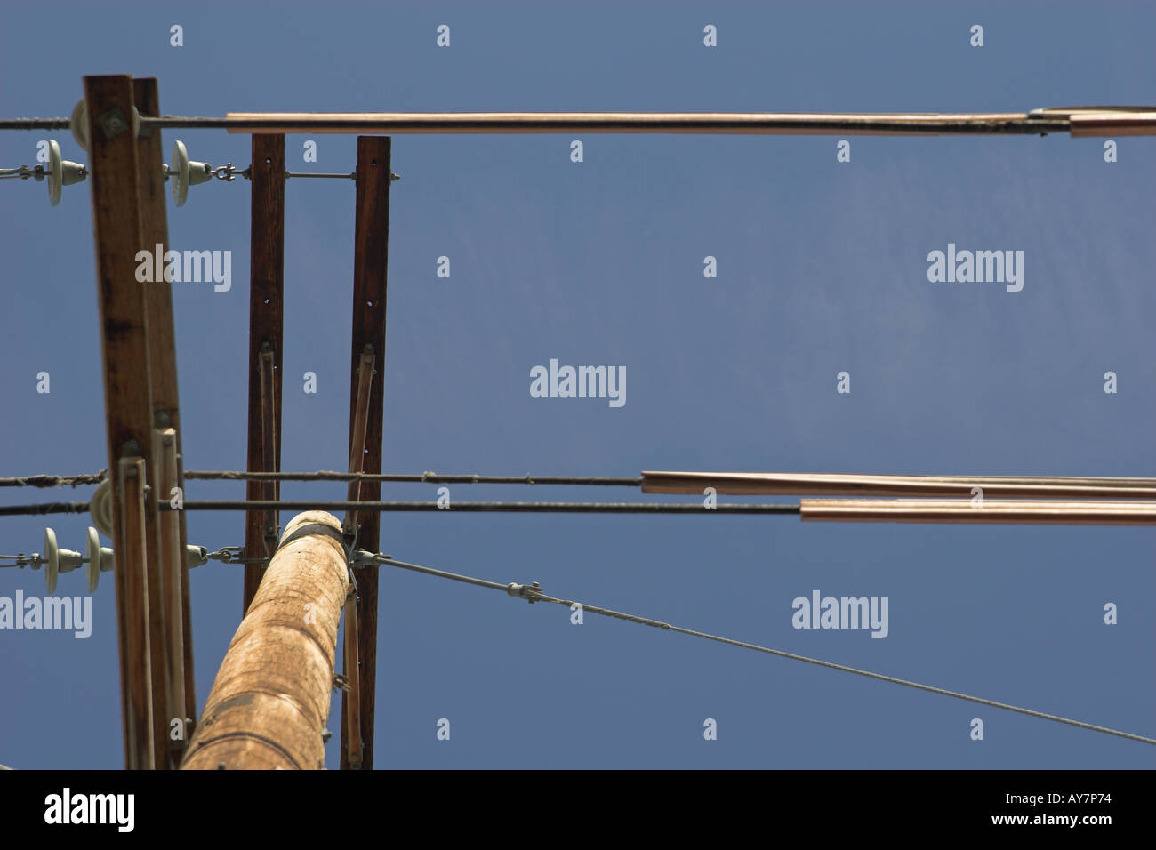 Utility pole from low angle looking upwards Stock Photo - Alamy