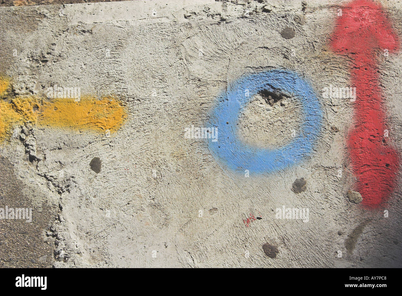 Markings painted on concrete before construction begins Stock Photo - Alamy