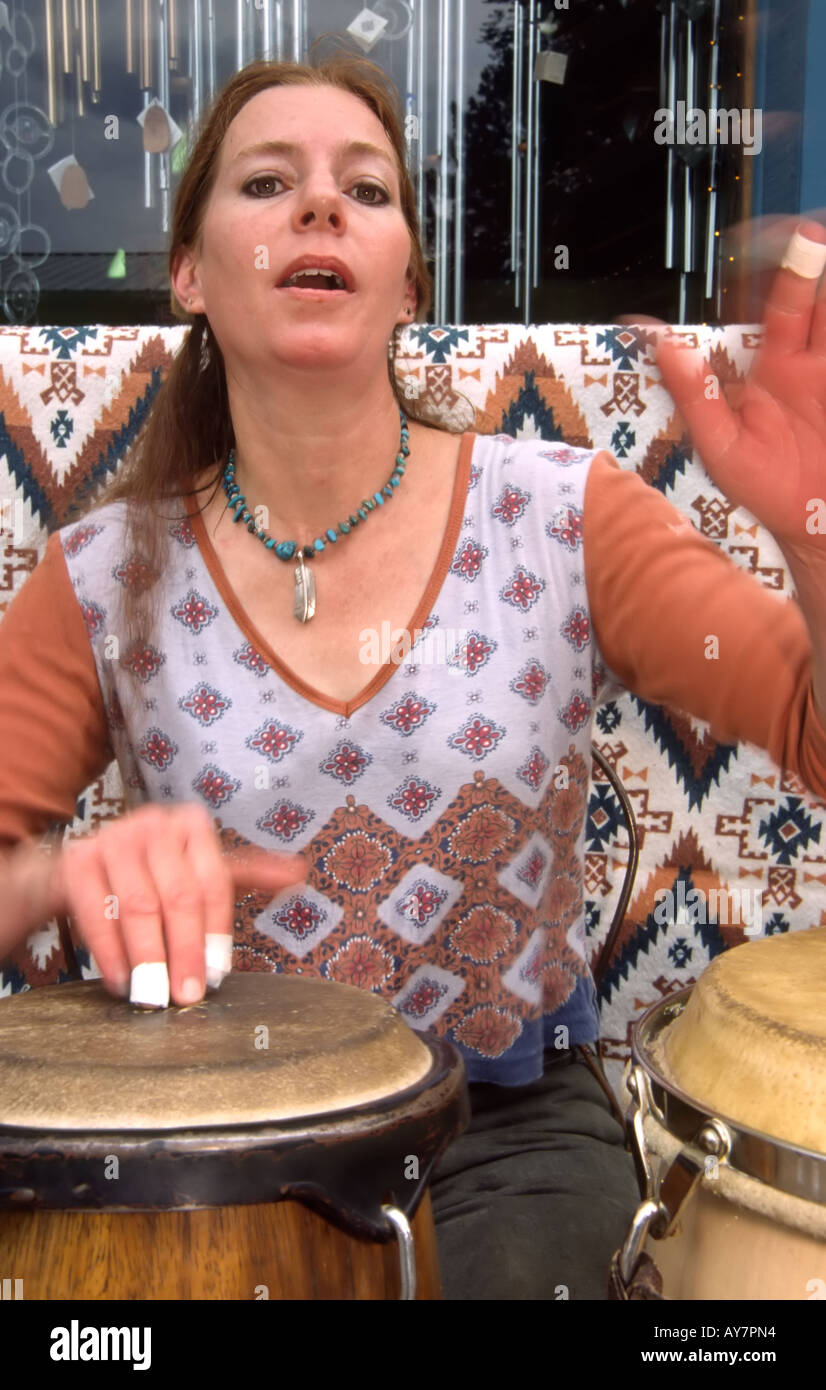 MR 0343 Percussionist and drummer Lisa Sager rocks the crowd, at the ...