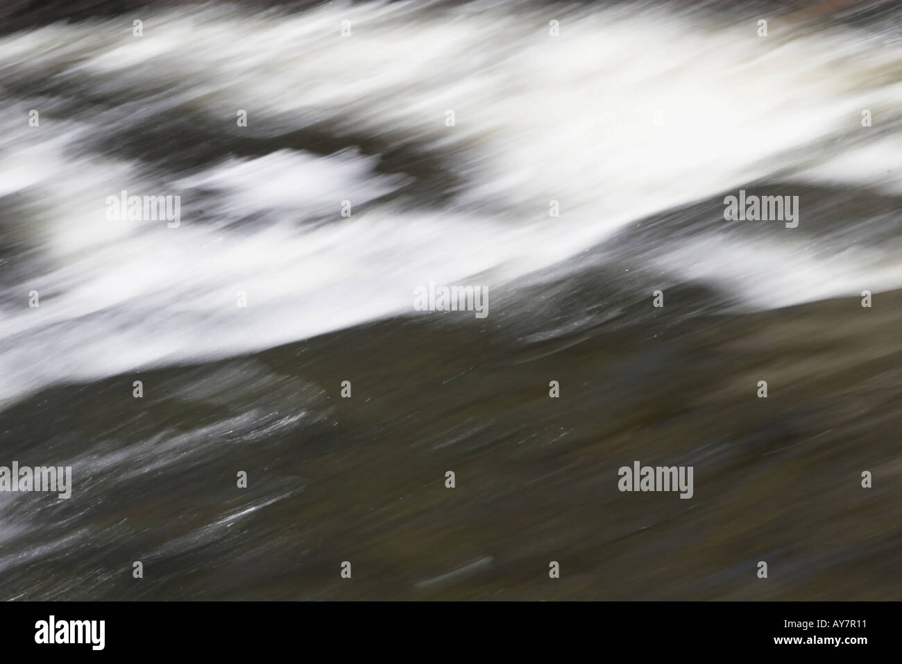 Mountain stream flowing horizontal view form side and above Stock Photo ...