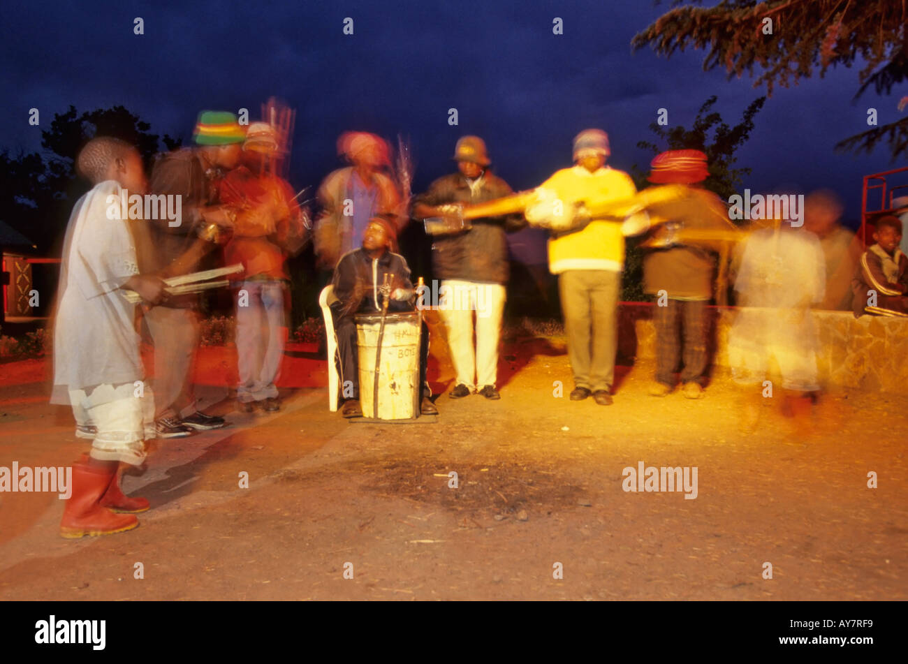 HMI Boys (Home Made Instruments) Band, Malealea, Lesotho (long exposure ...
