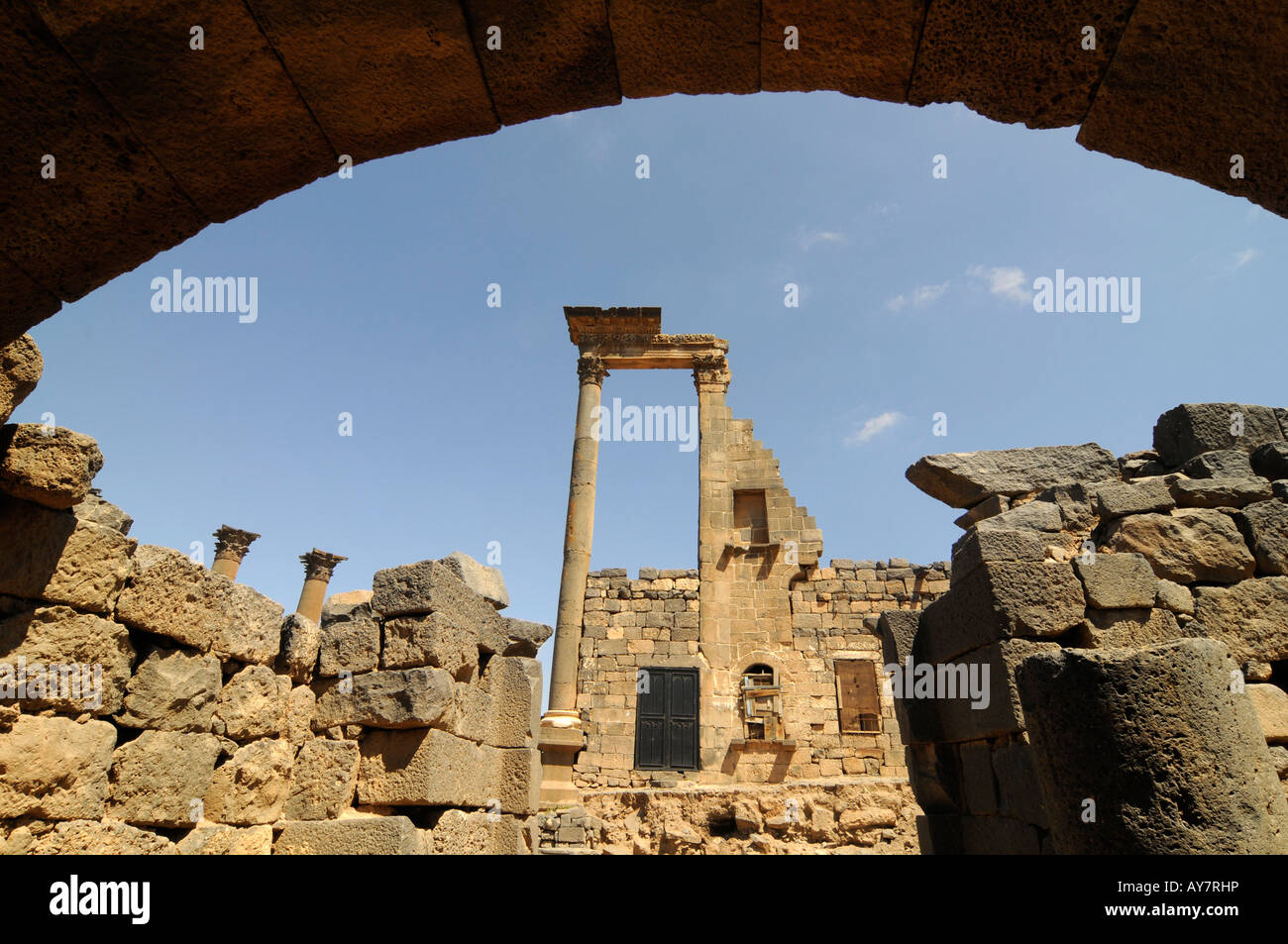 Ruins in the Roman archeological site of Bosra. Photo taken in Bosra ...