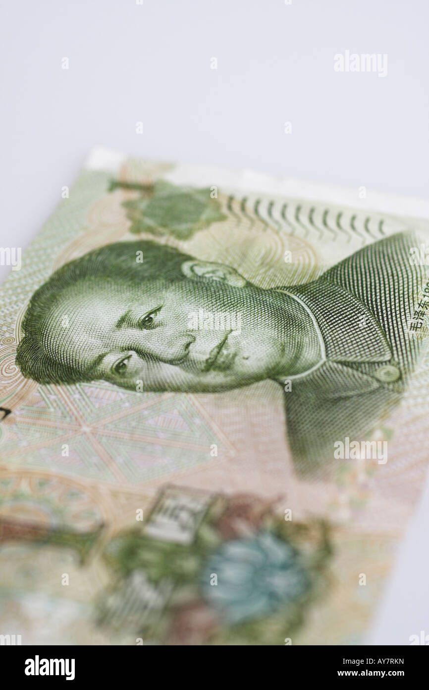 Close Up Of Chinese 1 Yuan Note On White Background In Studio Stock ...