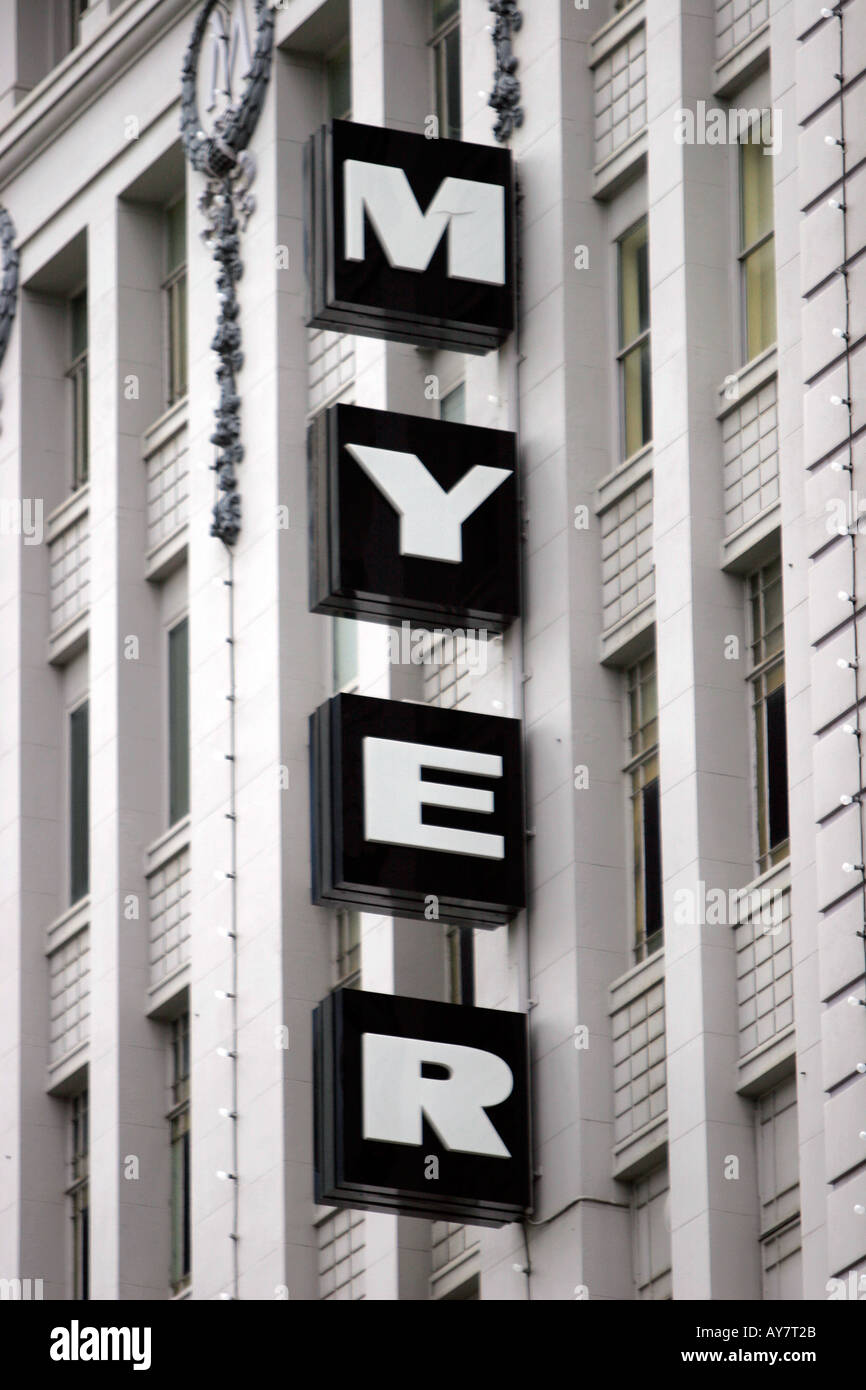 Myer department store sign city centre Melbourne Victoria Australia ...