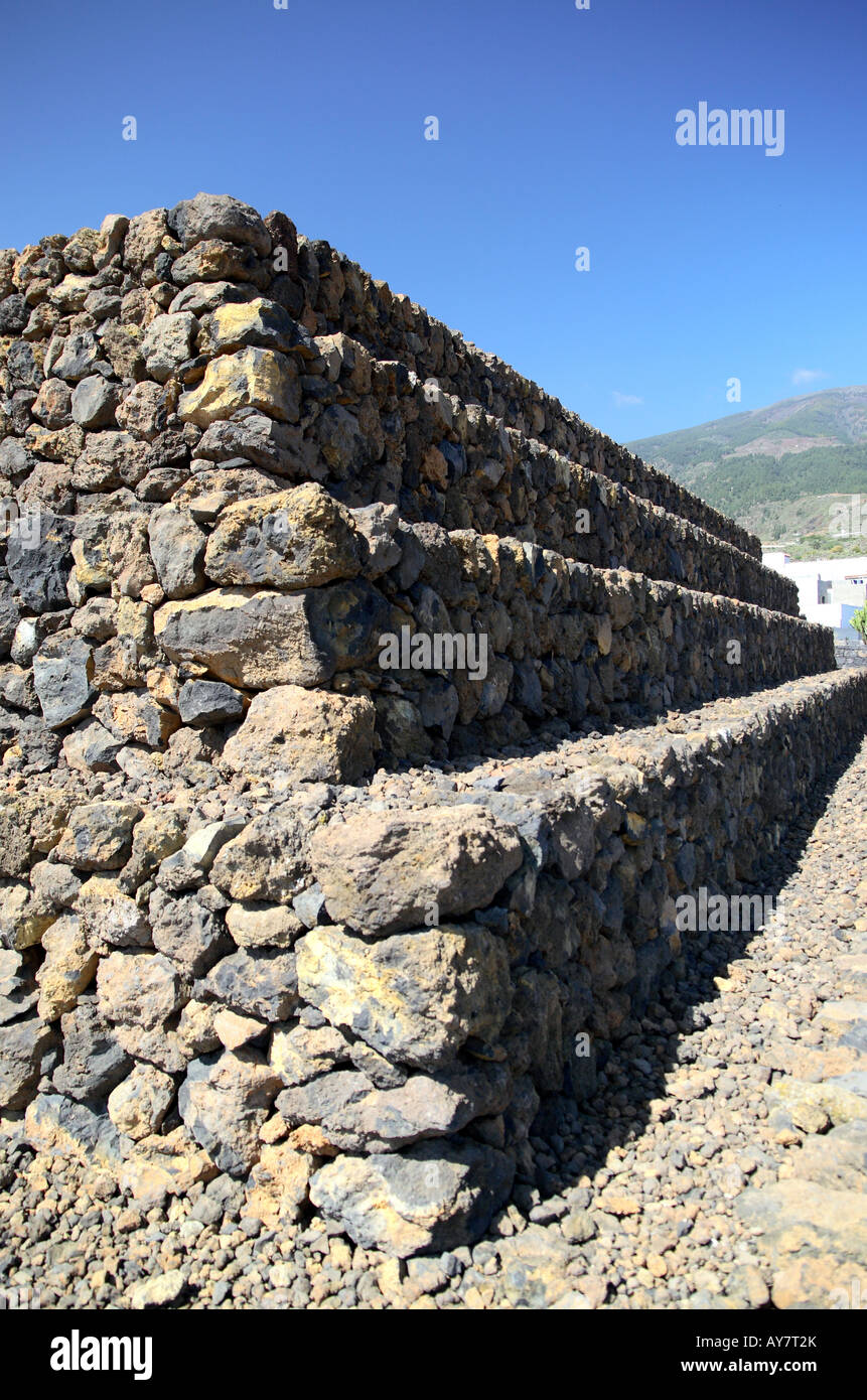 The pyramid complex and details from museum in the town of Guimar on ...