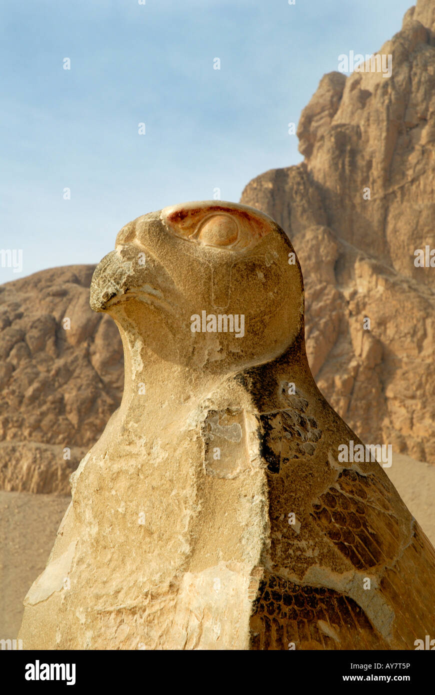 The Mortuary Temple of Queen Hatshepsut in Egypt with statue of the ...