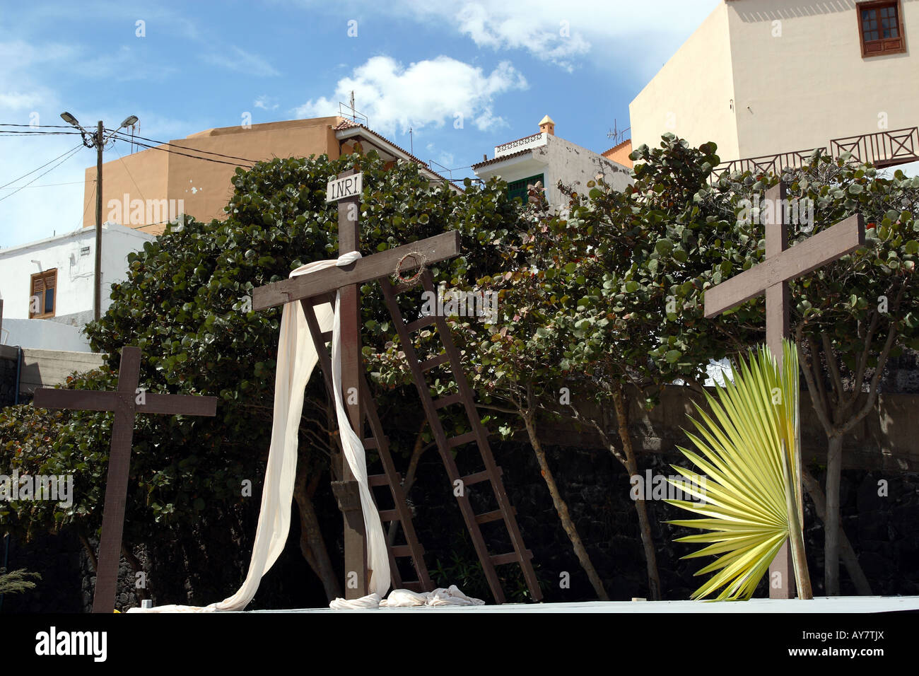 Crosses erected ahead of Easter celebrations in the town of Candelaria ...