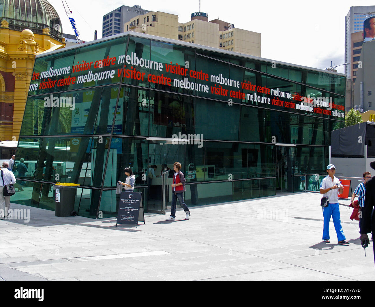 Melbourne Visitor Centre at entrance to Federation Square civic ...