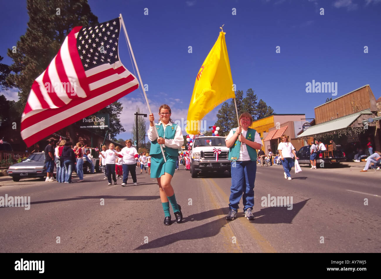 American flags parade hi-res stock photography and images - Alamy