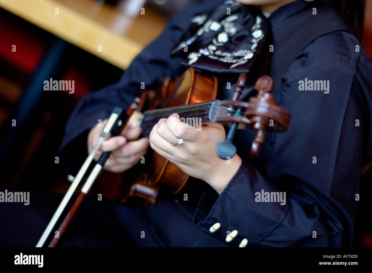 Female musician playing violin at Mexican mariachi band Stock Photo - Alamy