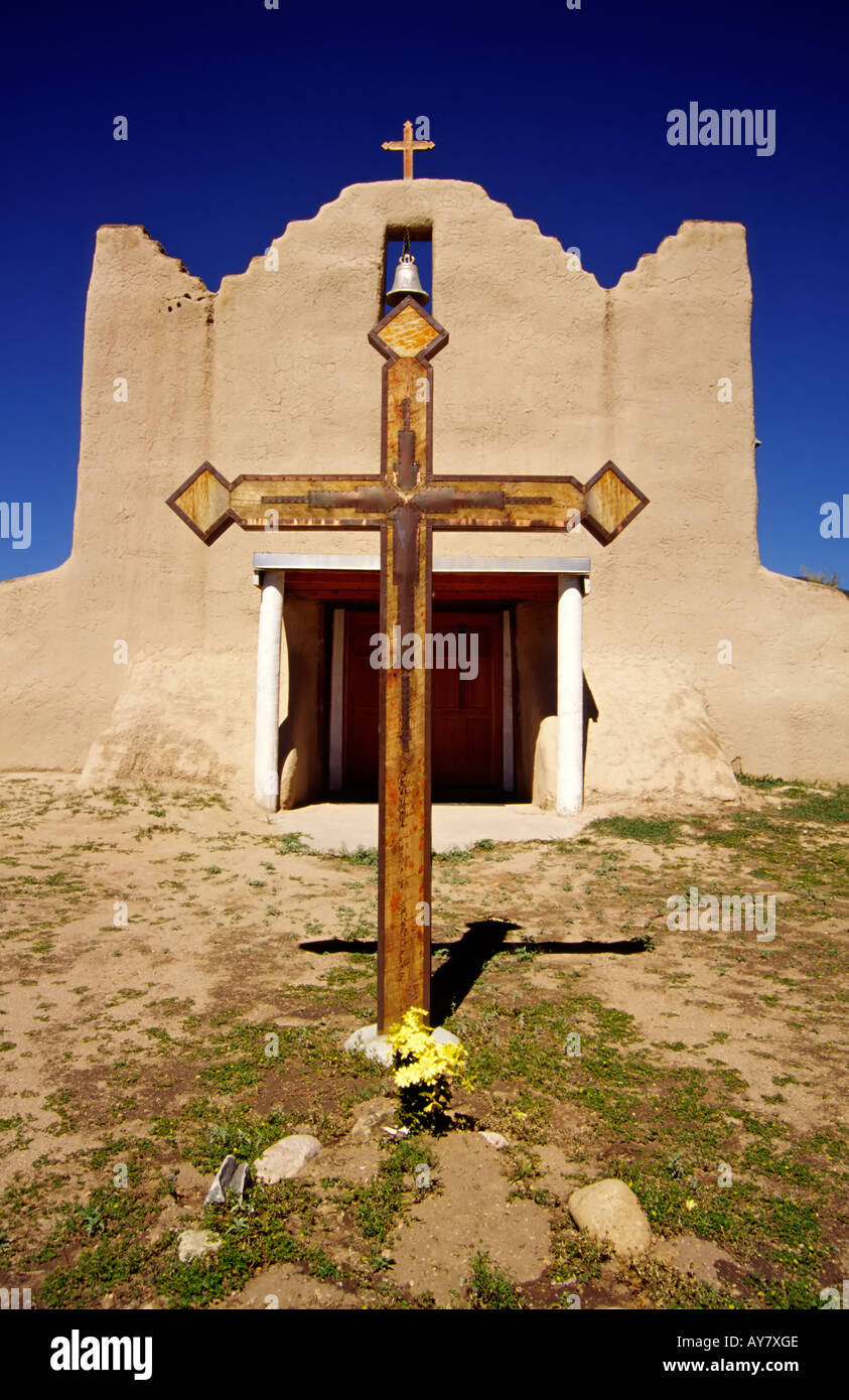 An adobe Spanish mission overlooks Picuris Pueblo, in Picuris, New ...