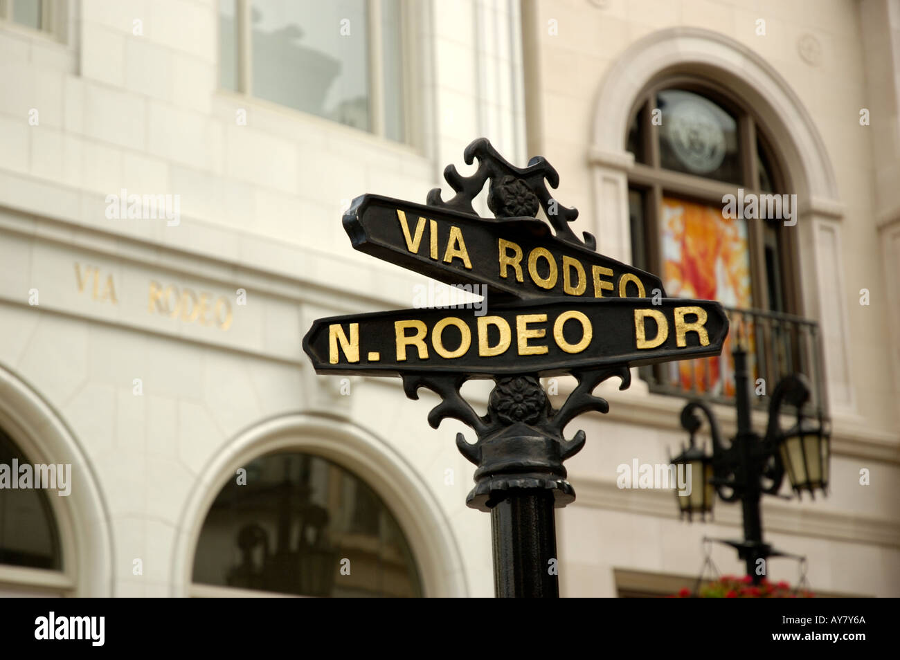 Famous intersection Via Rodeo and North Rodeo Drive heart of Beverly ...