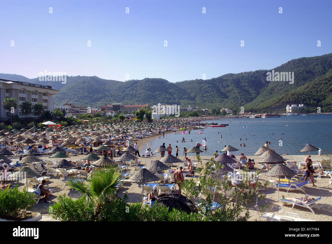 Beach front and bay IÇMELER Turkey Stock Photo - Alamy