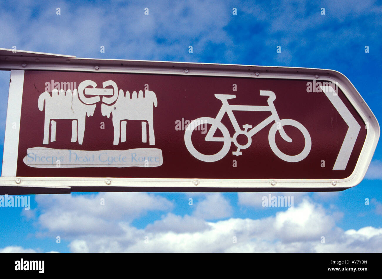 County Cork ireland sheeps head cycle route sign post Stock Photo - Alamy