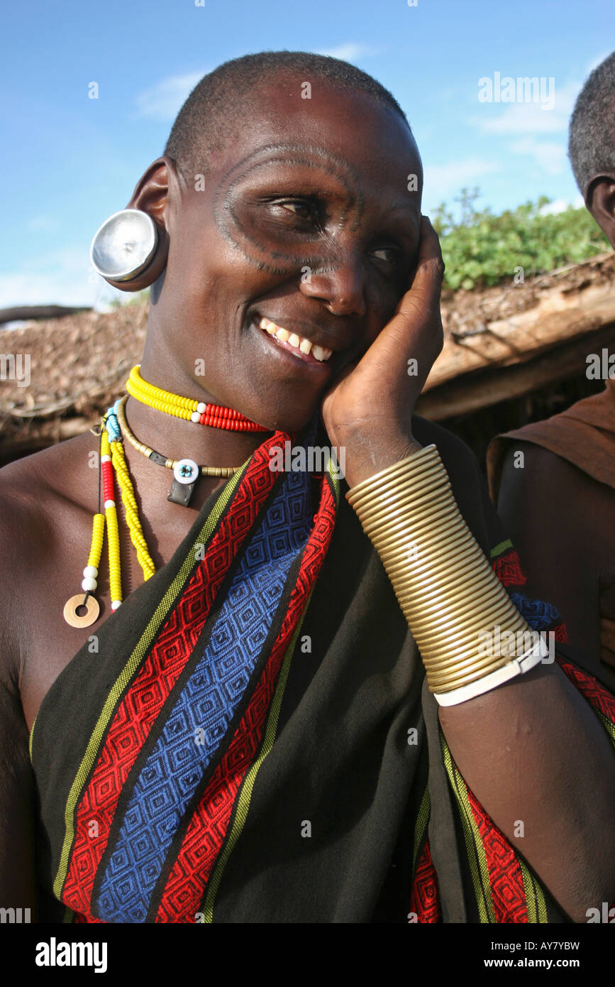Africa Tanzania members of the Datoga tribe Woman in traditional dress ...