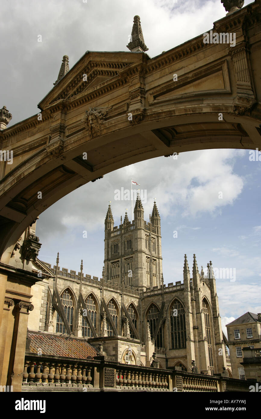 City of Bath, England. The south face of Bath Abbey with the Roman ...