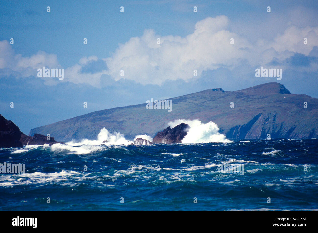 dingle peninsula county kerry ireland great blasket island rough seas ...