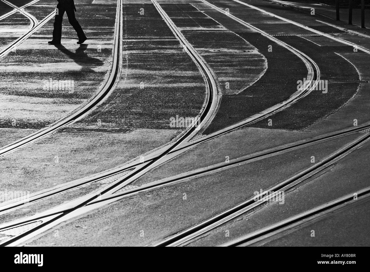 Silhouette unrecognizable person walking Black and White Stock Photos ...