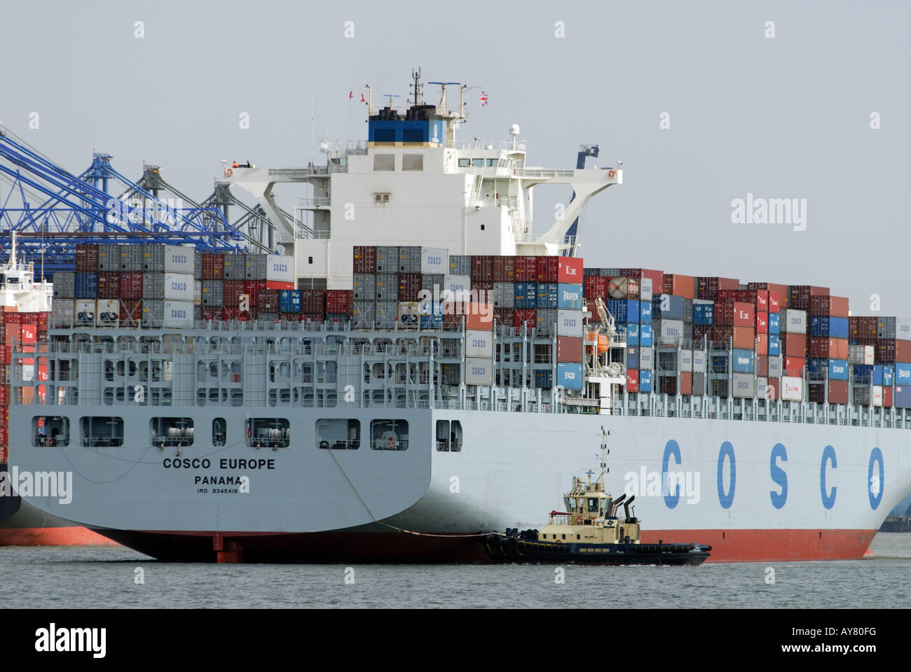 Cosco 'Europe' container ship at the Port of Felixstowe, Britain's ...