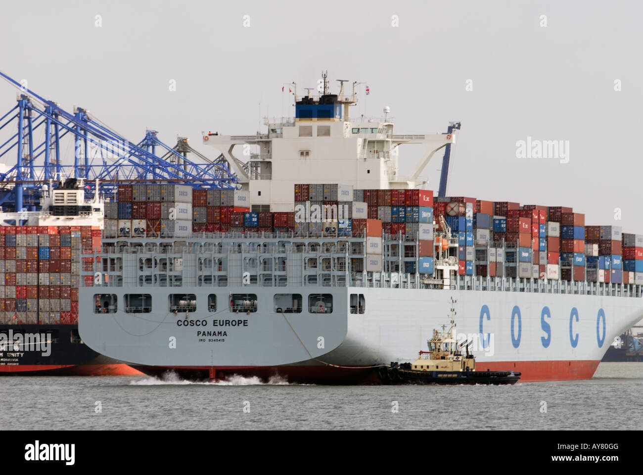 Cosco 'Europe' container ship at the Port of Felixstowe, Britain's ...
