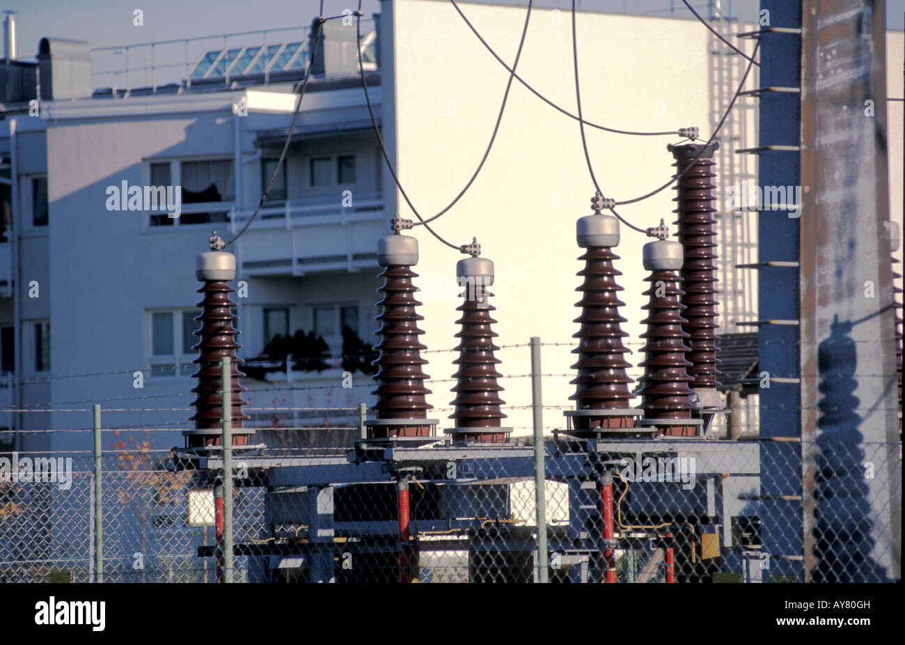 Transformer station electrical smog Stock Photo - Alamy