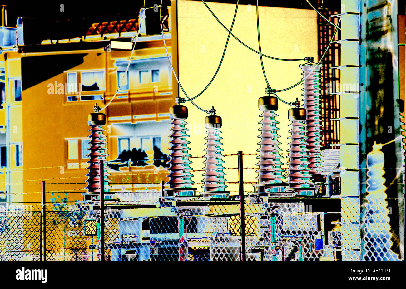 Transformer station electrical smog Stock Photo - Alamy