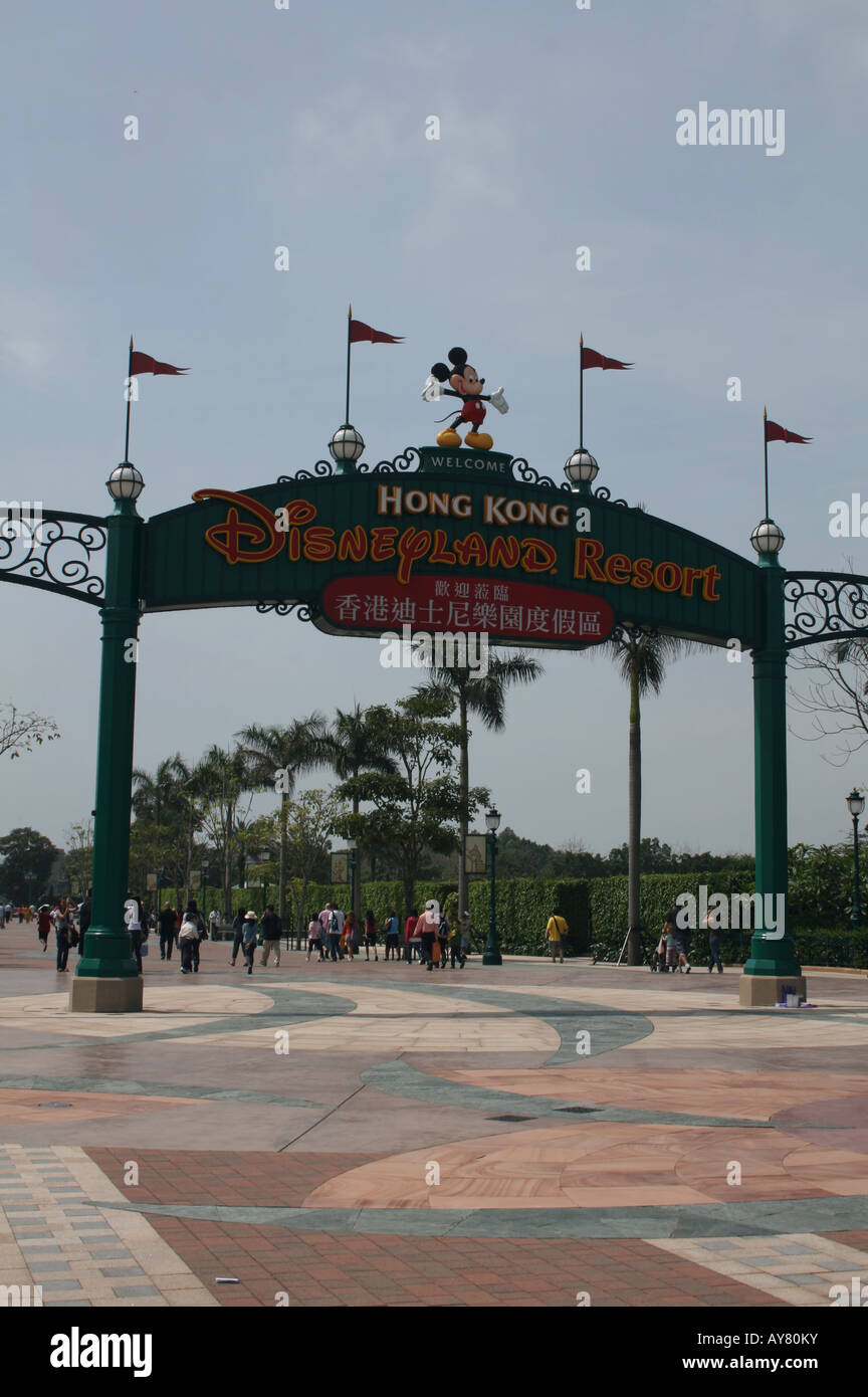 Entrance sign to Hong Kong Disneyland April 2008 Stock Photo - Alamy