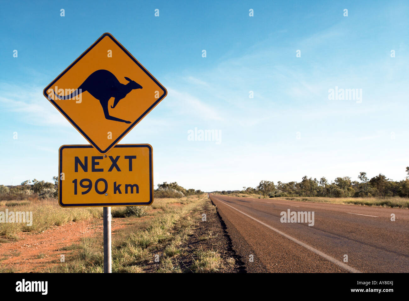 kangaroo warning sign, northern territory, australia Stock Photo - Alamy