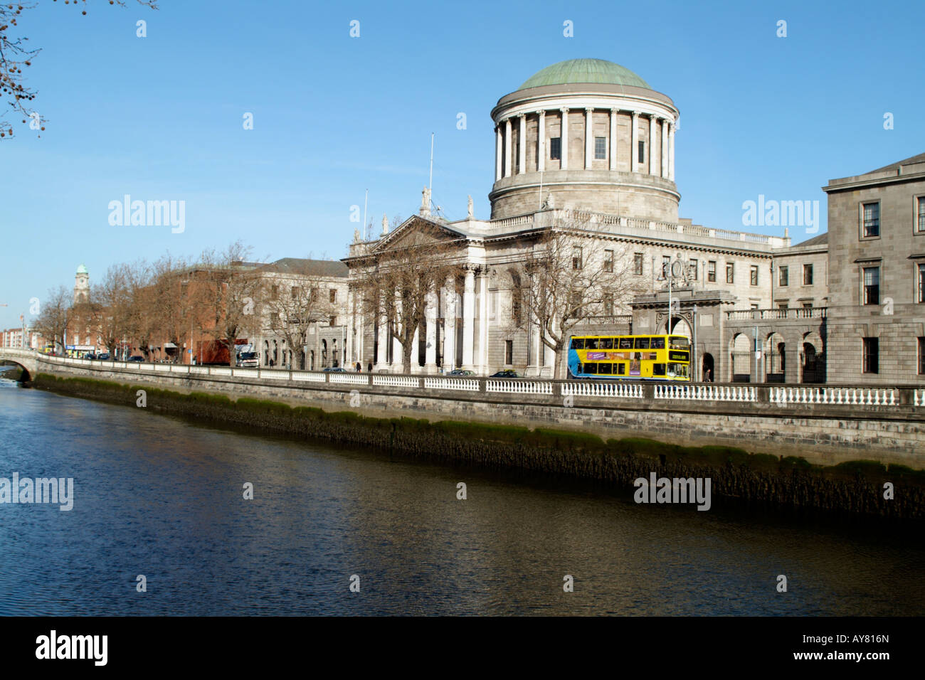 The Four Courts on Inns Quay Dublin Ireland seen acroos the River ...
