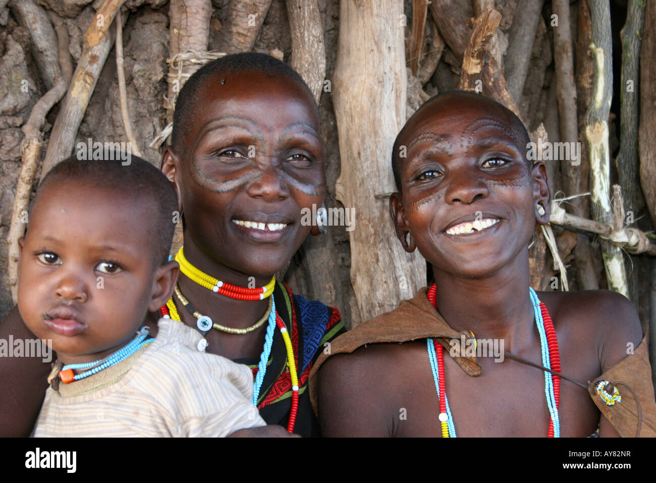 Africa Tanzania members of the Datoga tribe Woman young daughter and ...