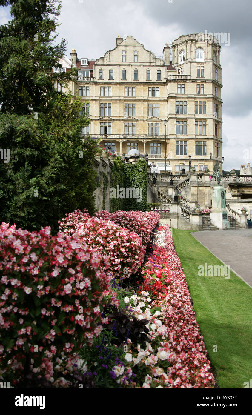 City of Bath, England. Floral displays in Bath’s Parade Gardens with ...