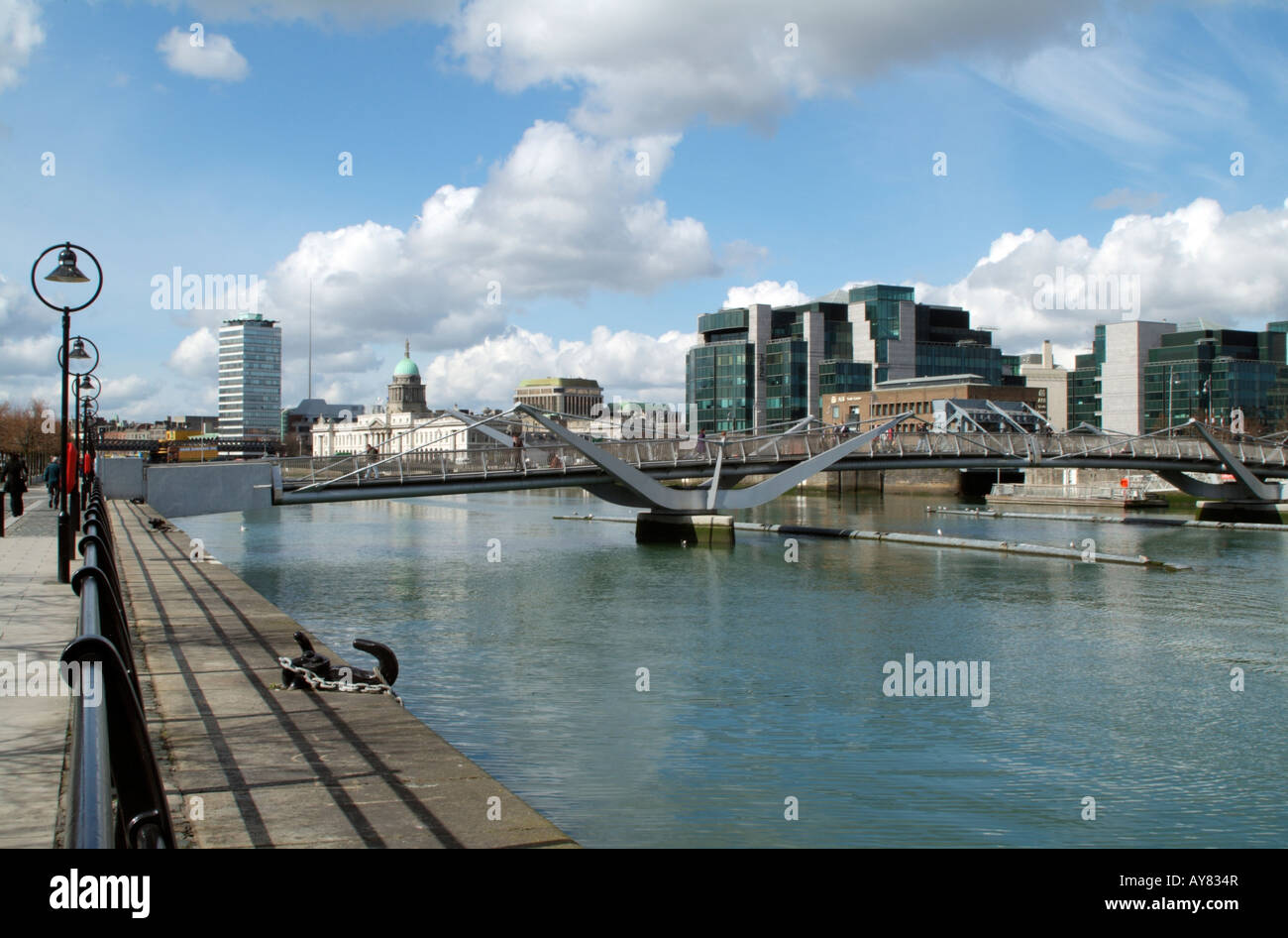 Pedestrian Sean O Casey Bridge River Liffey Dublin Ireland Beyond the ...
