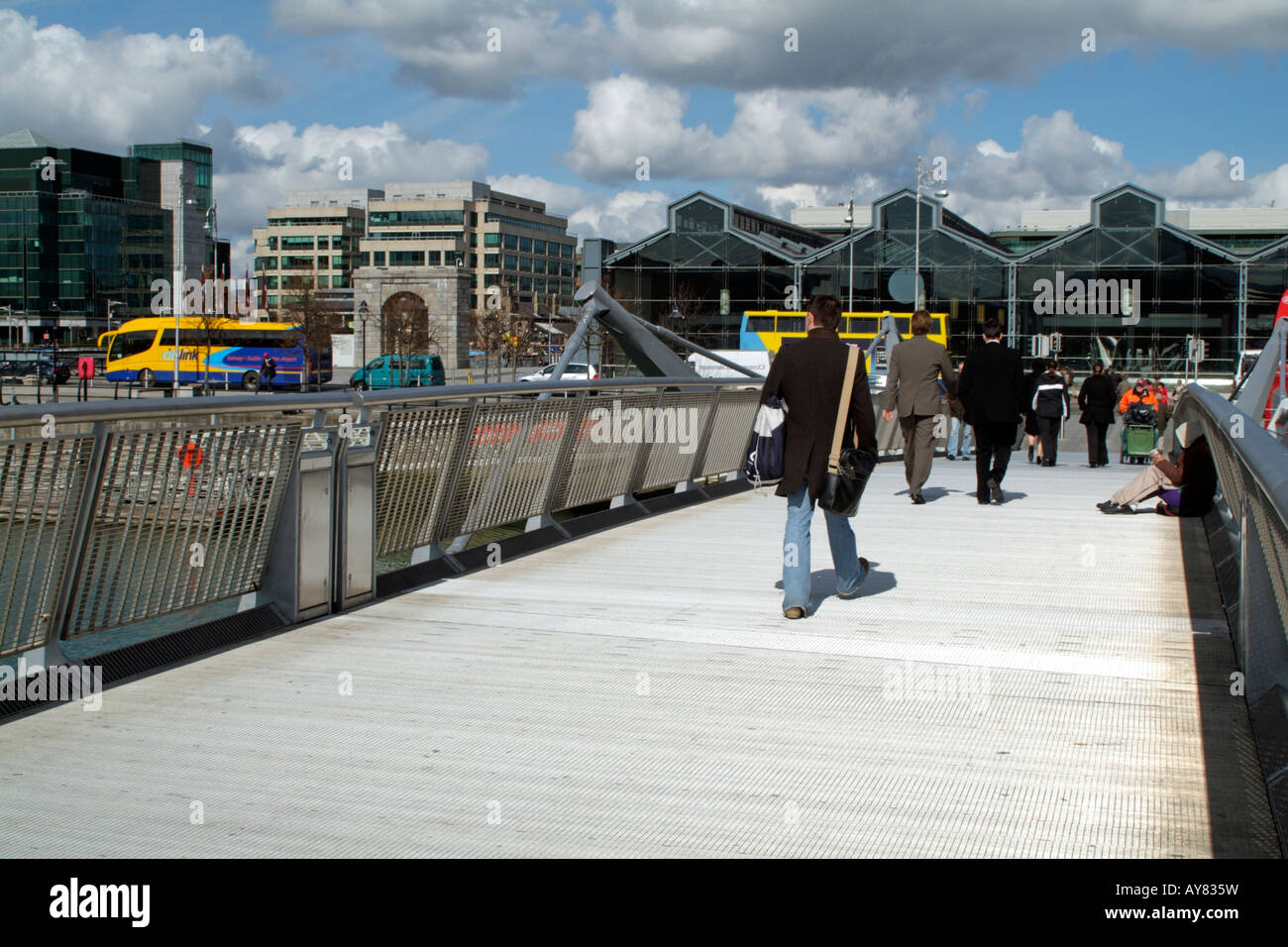 Pedestrian Sean O Casey Bridge River Liffey Dublin Ireland Stock Photo ...