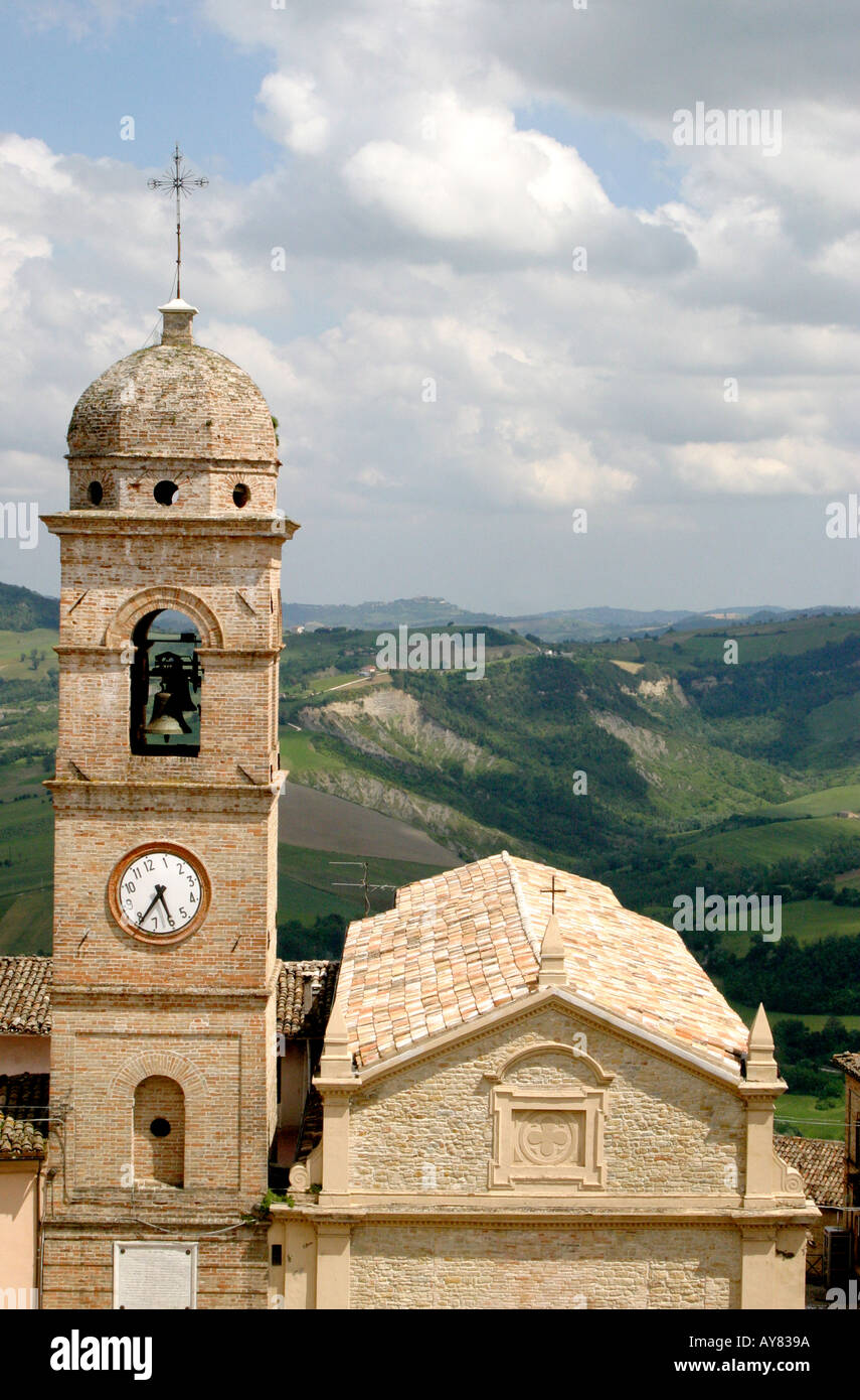 Monte San Martino ,le Marche ,the Marches, Italy with the church clock ...