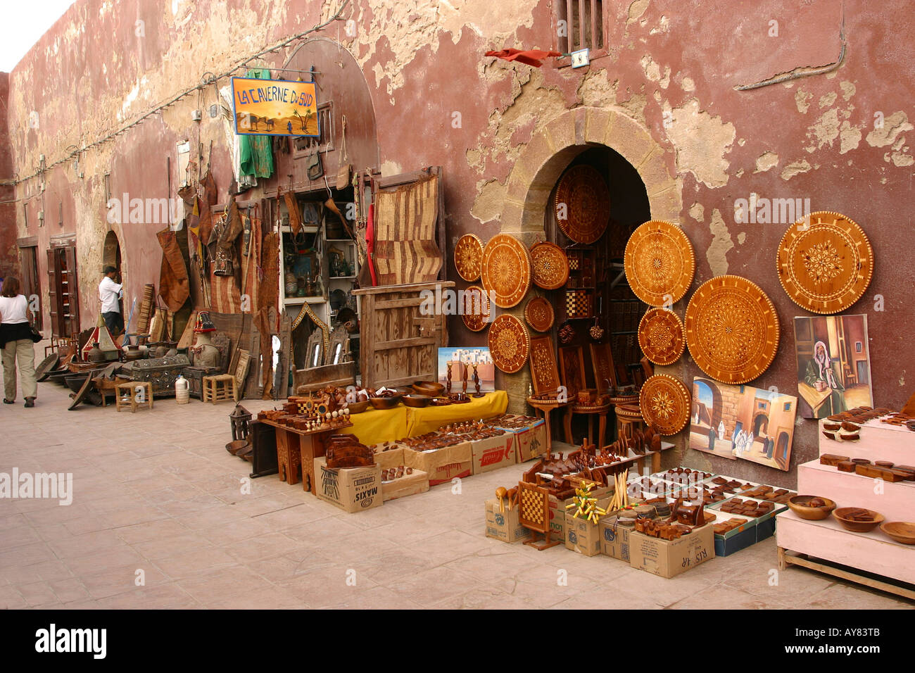 Morocco Essaouira craft shops in ramparts Stock Photo - Alamy