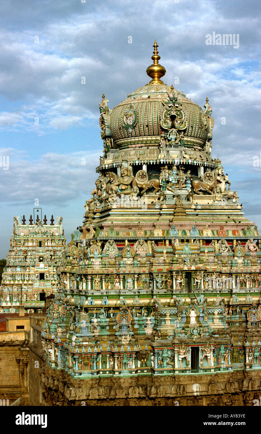 India Tamil Nadu Madurai religion colourful hindu temple gopurams Stock ...