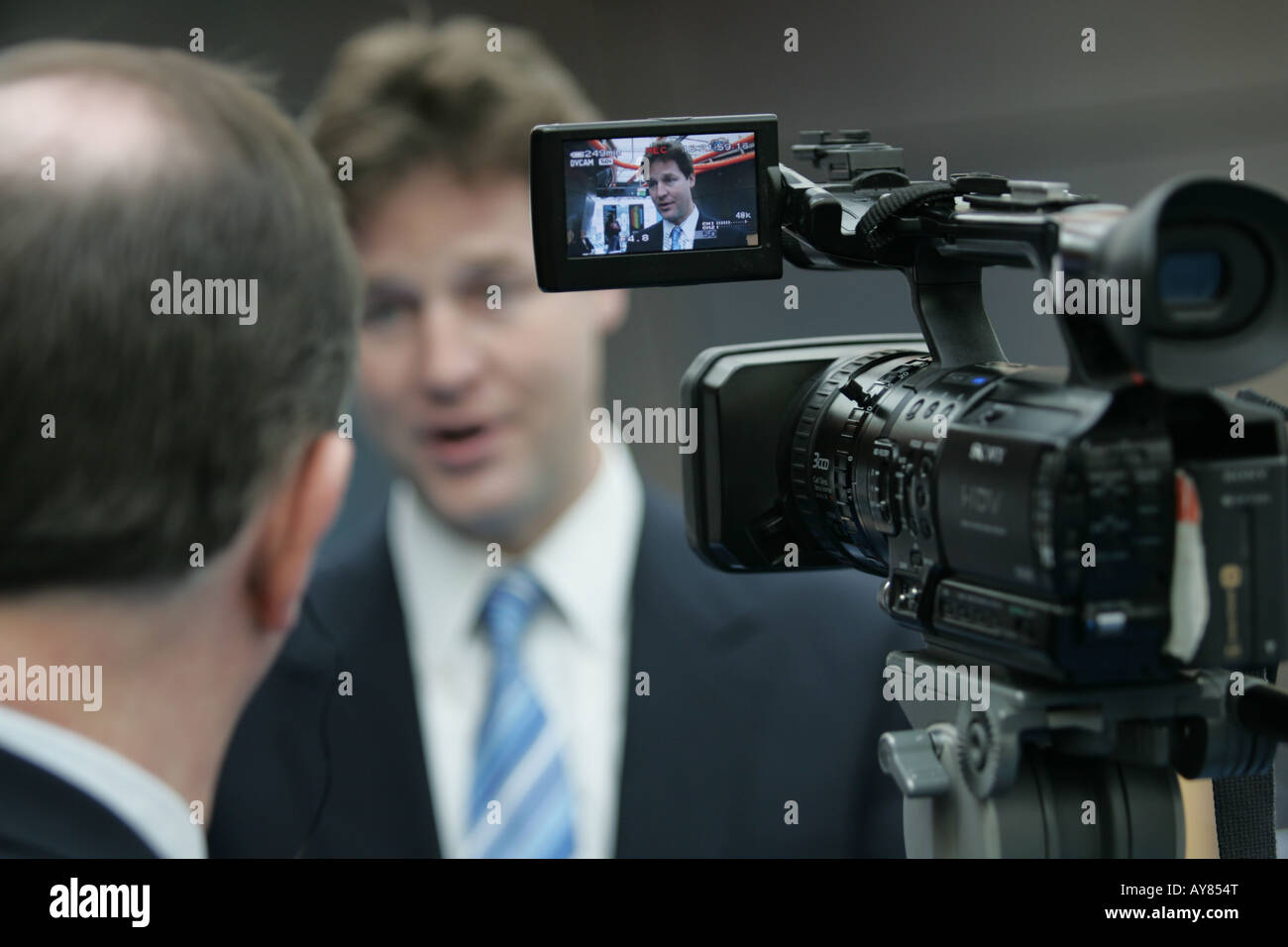 Lib Dem Leader Nick Clegg MP being interviewed in Sheffield Stock Photo ...