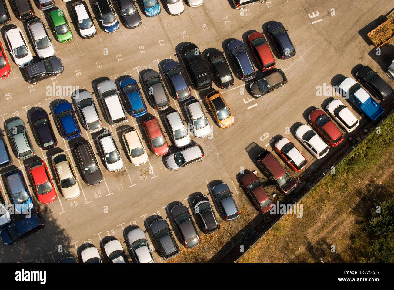 Aerial view of a car parking lot Stock Photo - Alamy