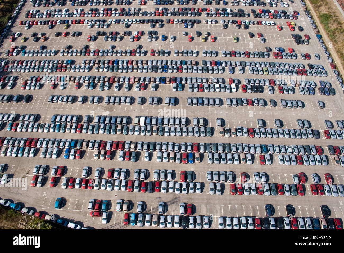 Aerial view of a car parking lot Stock Photo - Alamy