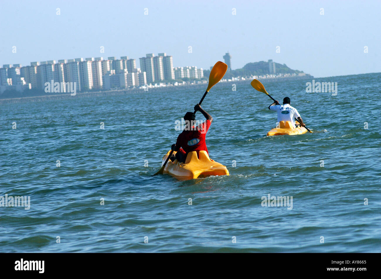 CANOEING OFF MUMBAI COAST MUMBAI MAHARASHTRA INDIA Stock Photo - Alamy