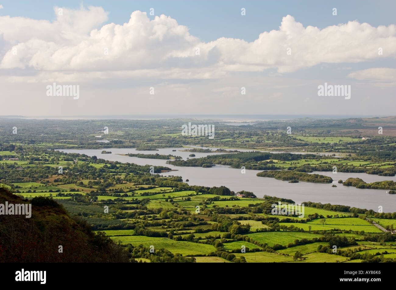 West over Lower Lough Erne from Cliffs of Magho County Fermanagh near ...