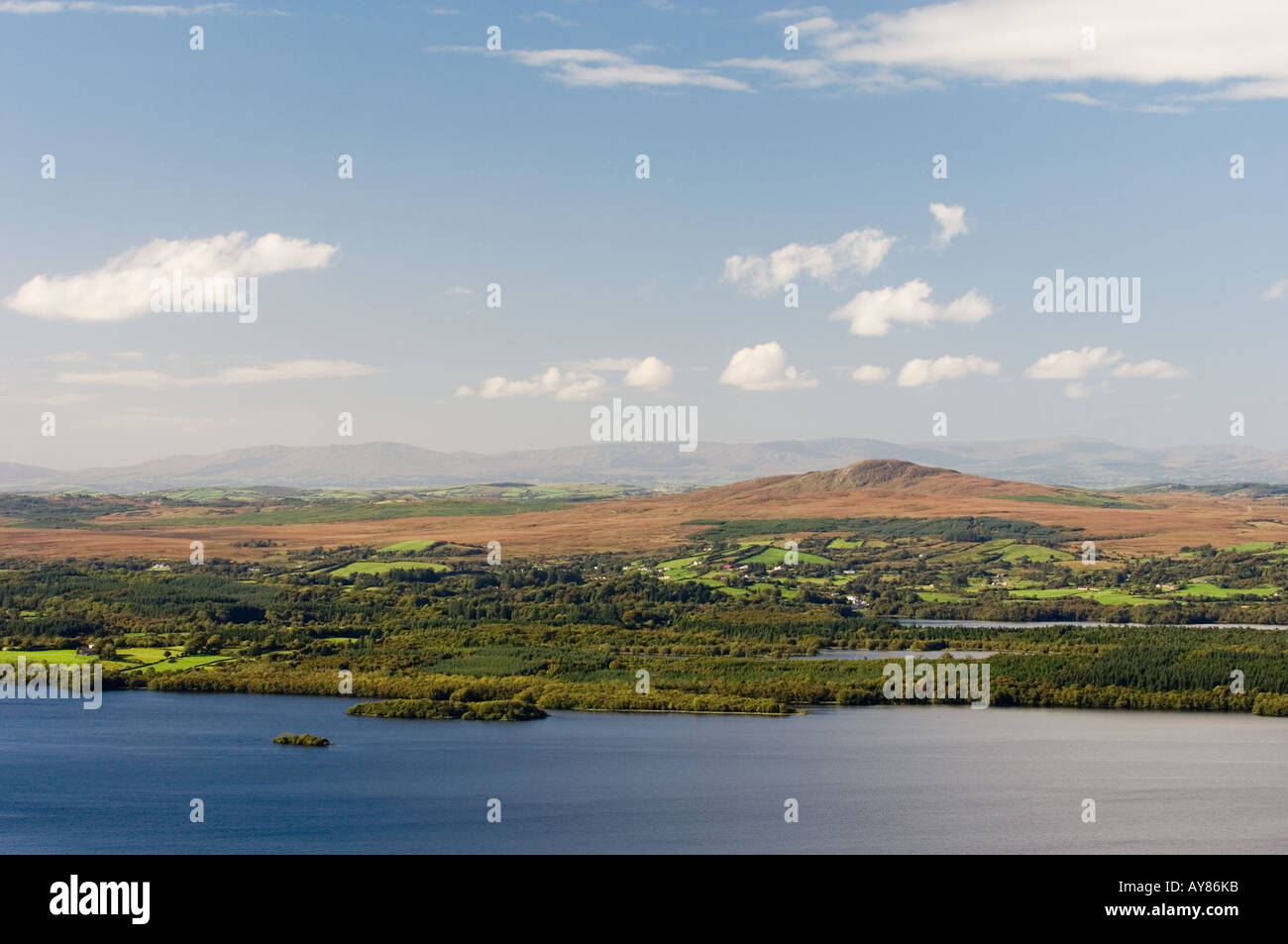 North over Lower Lough Erne from the Cliffs of Magho in County ...